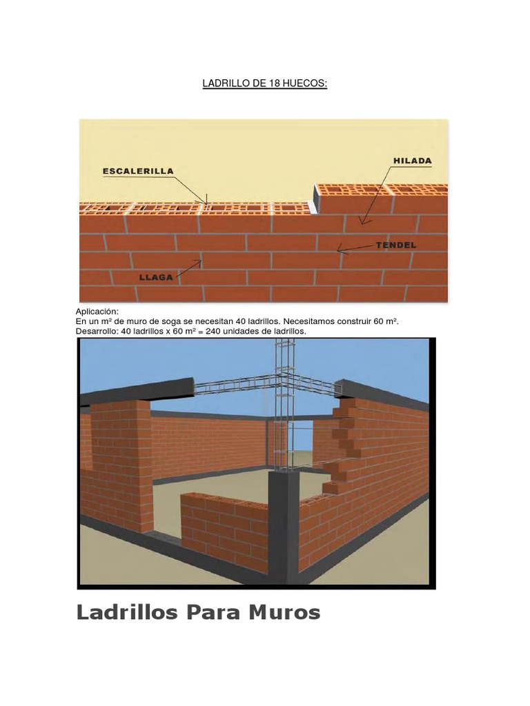 Medidas y peso del ladrillo 18 huecos | PDF