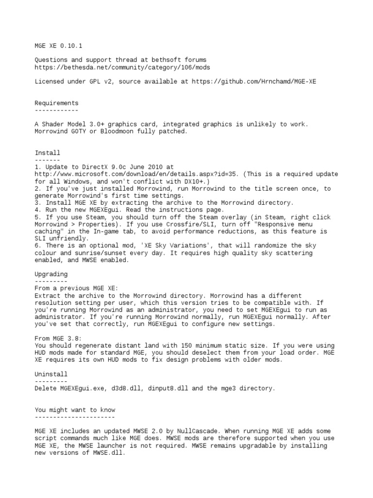MGE XE Readme | PDF | Shader | Computing