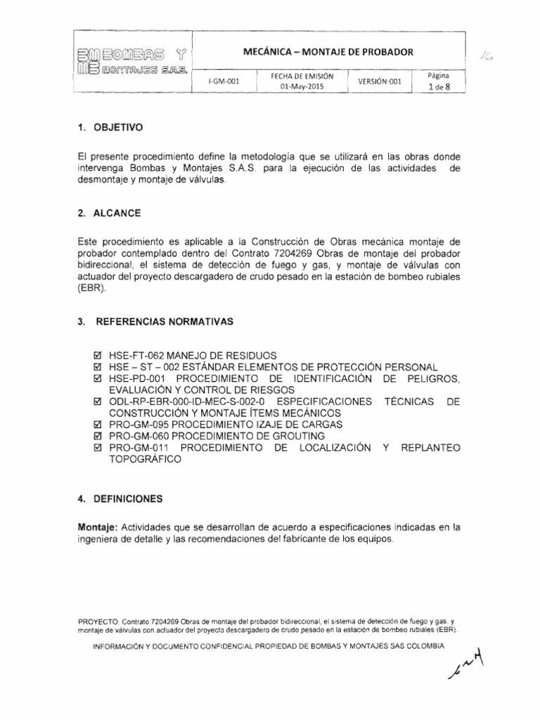 Procedimiento para el montaje de un probador en una estación de bombeo ...
