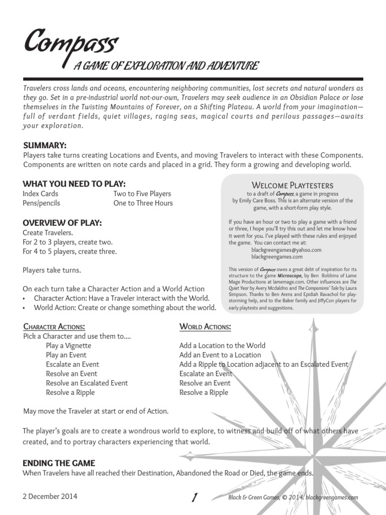 Compass: A Game of Exploration and Adventure | PDF