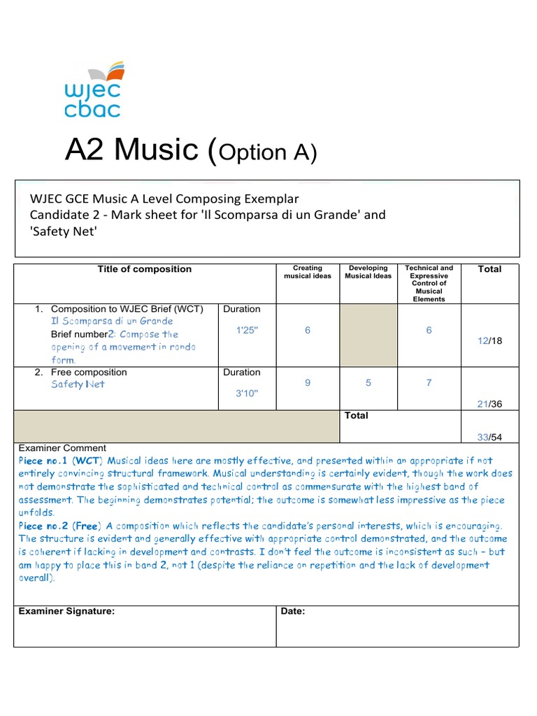 WJEC A Level Music Composition Review | PDF | Cognition | Psychological ...