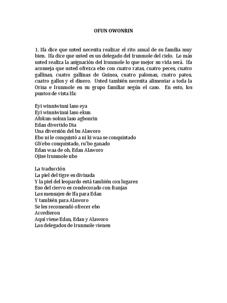 6.ofun Owonrin | PDF | Santeria | Religión y creencia