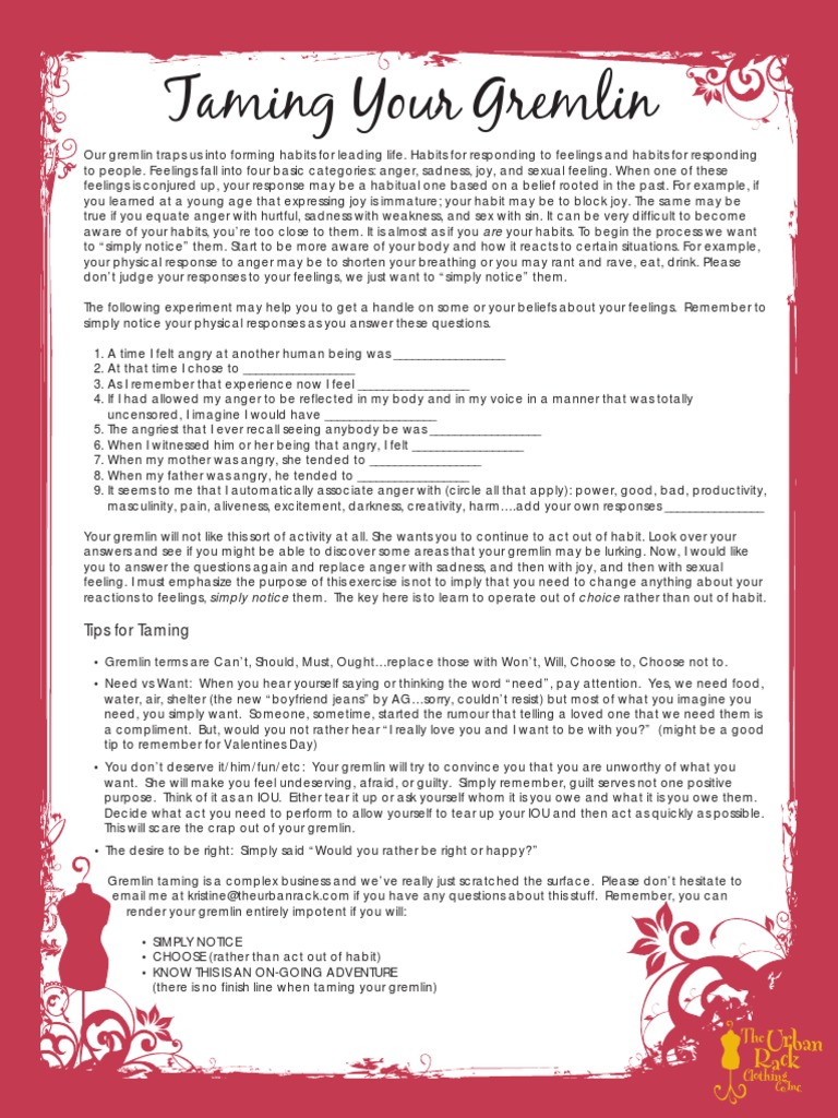 Taming Your Gremlin with 4 Steps | PDF | Anger | Metaphysics Of Mind