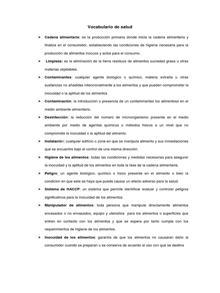 Vocabulario De Salud Pdf