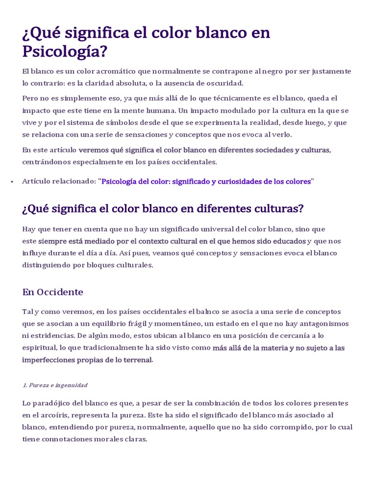 Qué Significa El Color Blanco en Psicología | PDF | Color | Amarillo