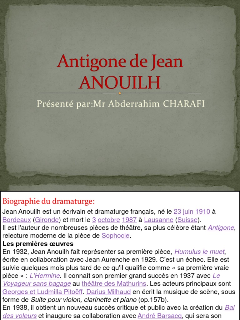 Antigone de Jean Anouilh | PDF