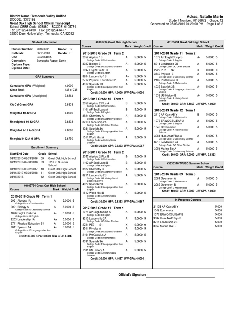 Transcripts | PDF | Physical Education | Schools