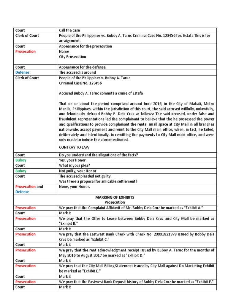 Prosecution: Court Clerk of Court Court | PDF | Plea | Lease