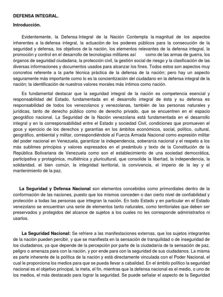 Defensa Integral y Seguridad Nacional | PDF | Nación | Seguridad