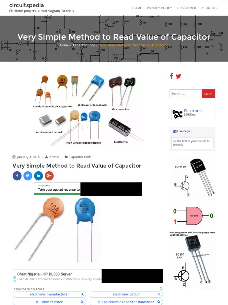 How To Read Capacitor Code Value - Ceramic Capacitor Code Chart | PDF ...