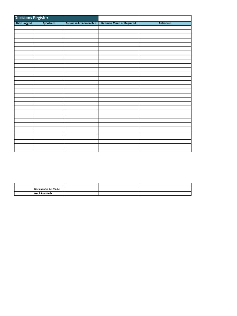 Decisions Register Template | PDF
