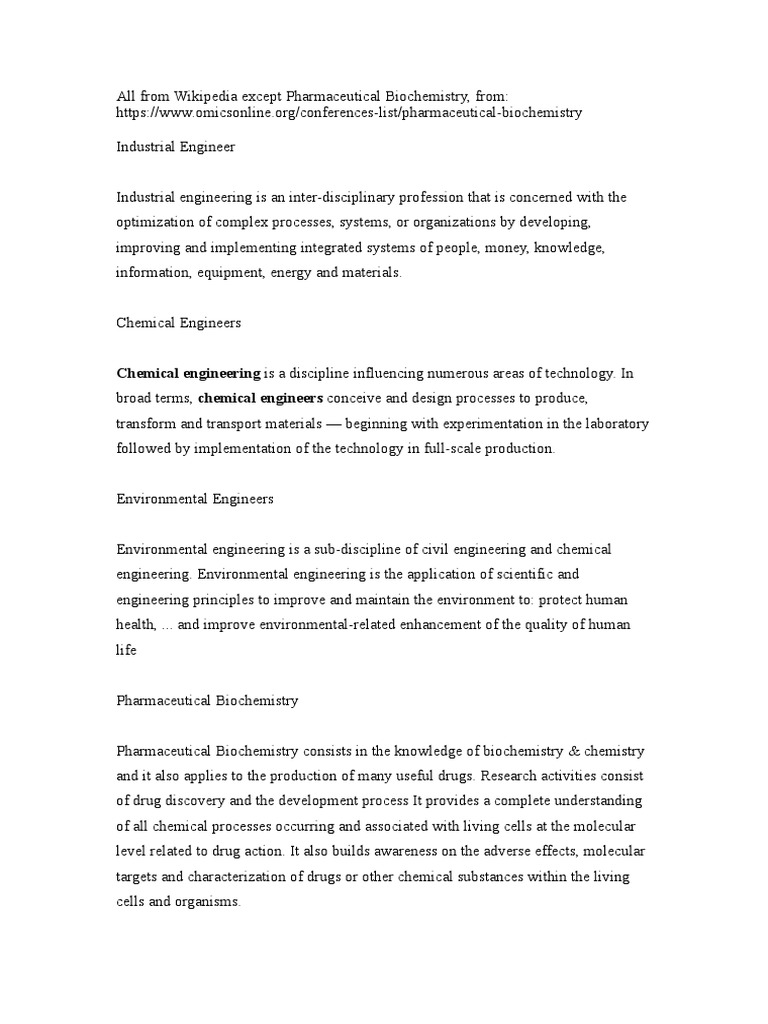 Major Descriptions | PDF