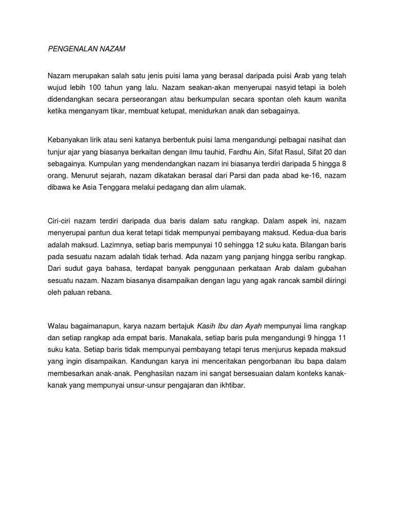 Pengenalan Nazam | PDF
