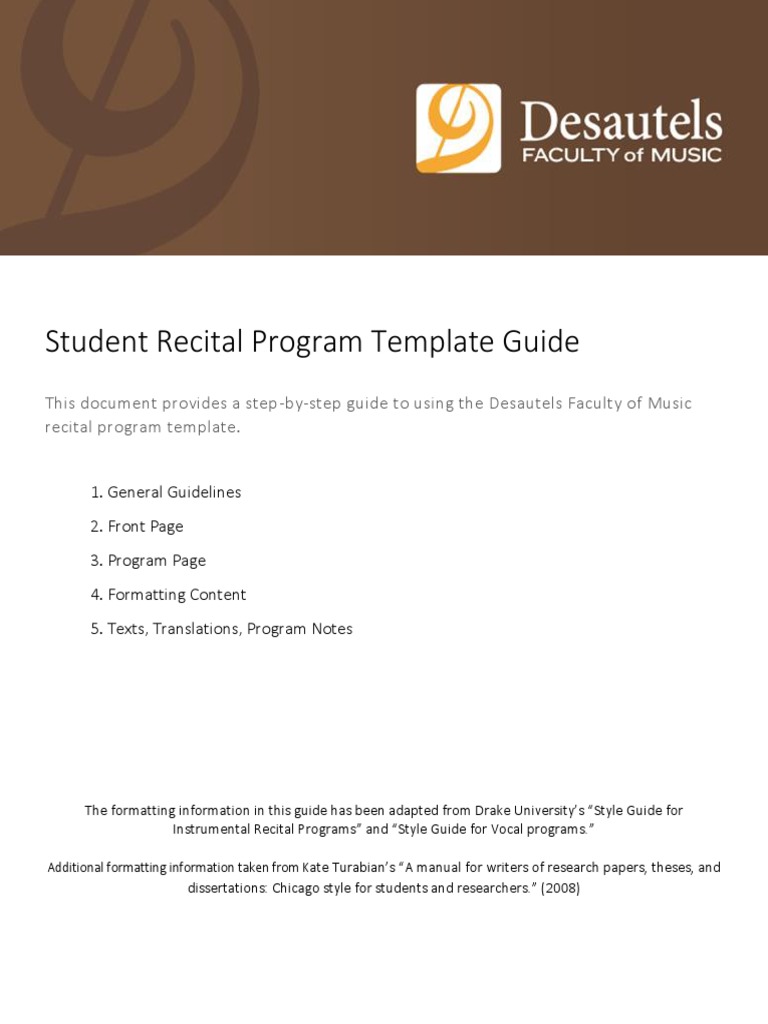 Recital Formatting Guide - FINAL | PDF | Opus Number | Music