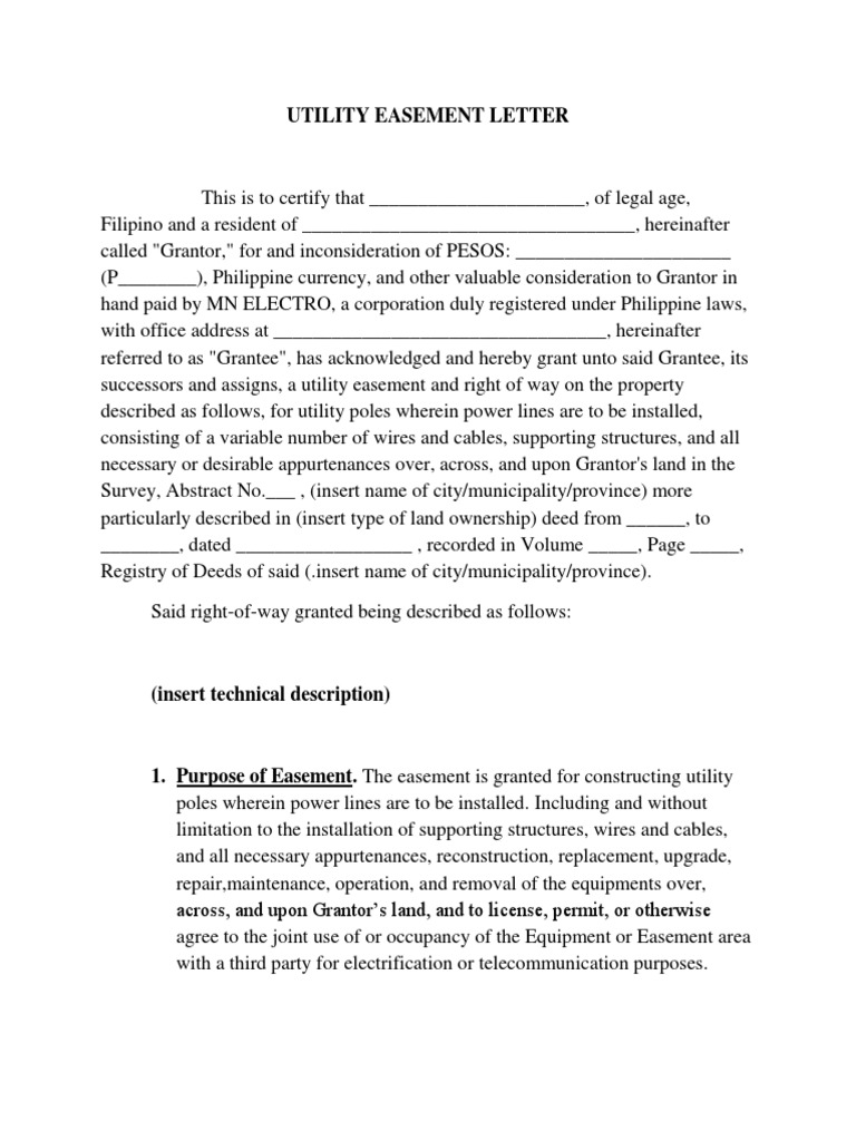 Utility Easement (Final) | PDF | Easement | Property Law