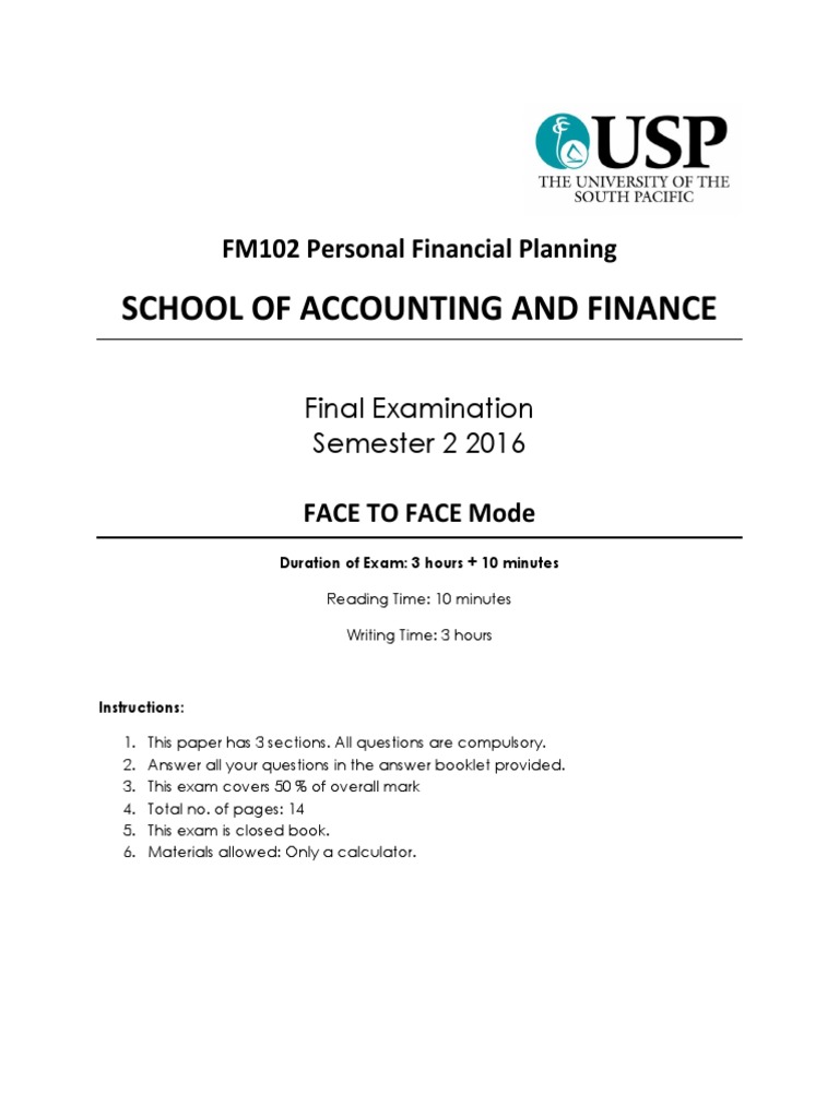 FM102 S2 Fe 2016 | PDF | Option (Finance) | Investing