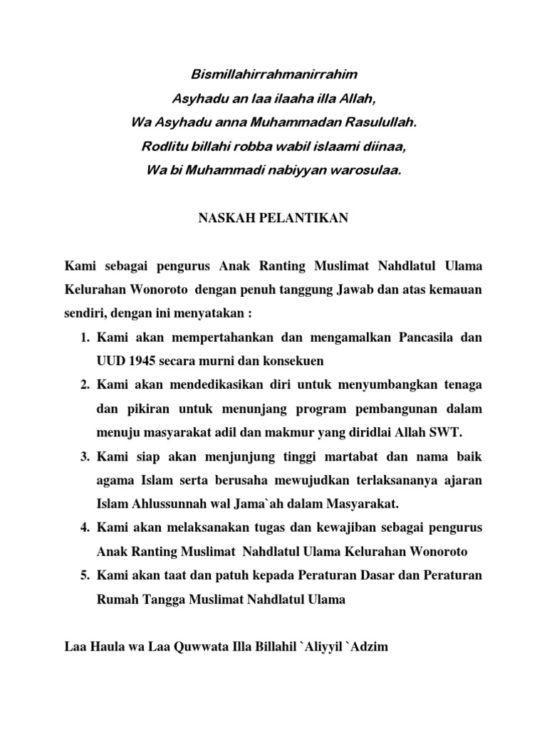 Teks Janji Muslimat | PDF