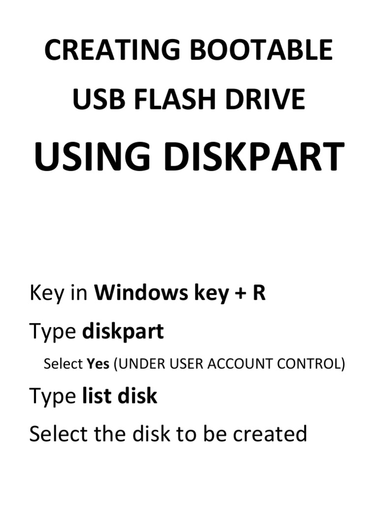 Creating Bootable Usb Flash Drive Using Diskpart | PDF