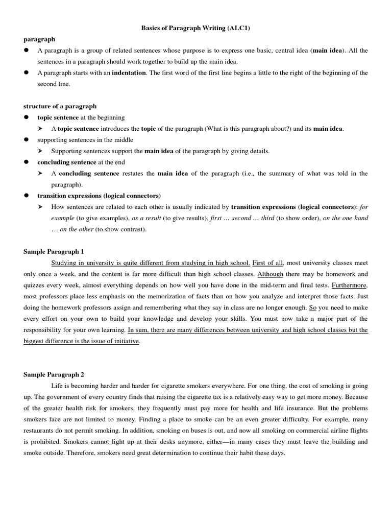 Basic Paragraph Writing | PDF | Paragraph | Tobacco Smoking