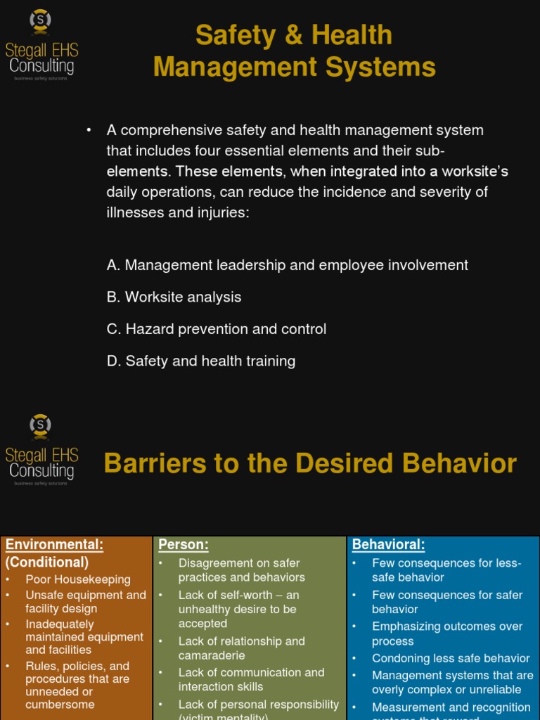 Safety & Health Management Systems | PDF | Occupational Safety And ...