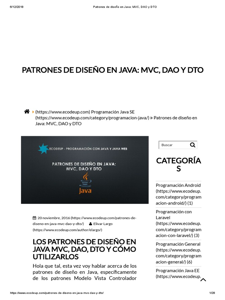 Patrones de Diseño en Java - MVC, DAO y DTO PDF | Descargar gratis PDF ...