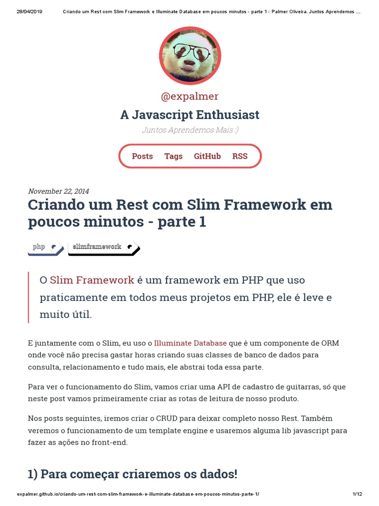 Criando Um Rest Com Slim Framework e Illuminate Database em Poucos Minutos - Parte 1 - Palmer ...