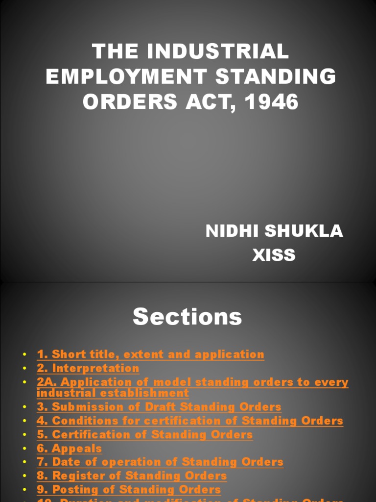 The Industrial Employment Standing Orders Act, 1946 | PDF | Parliamentary Procedure | Employment