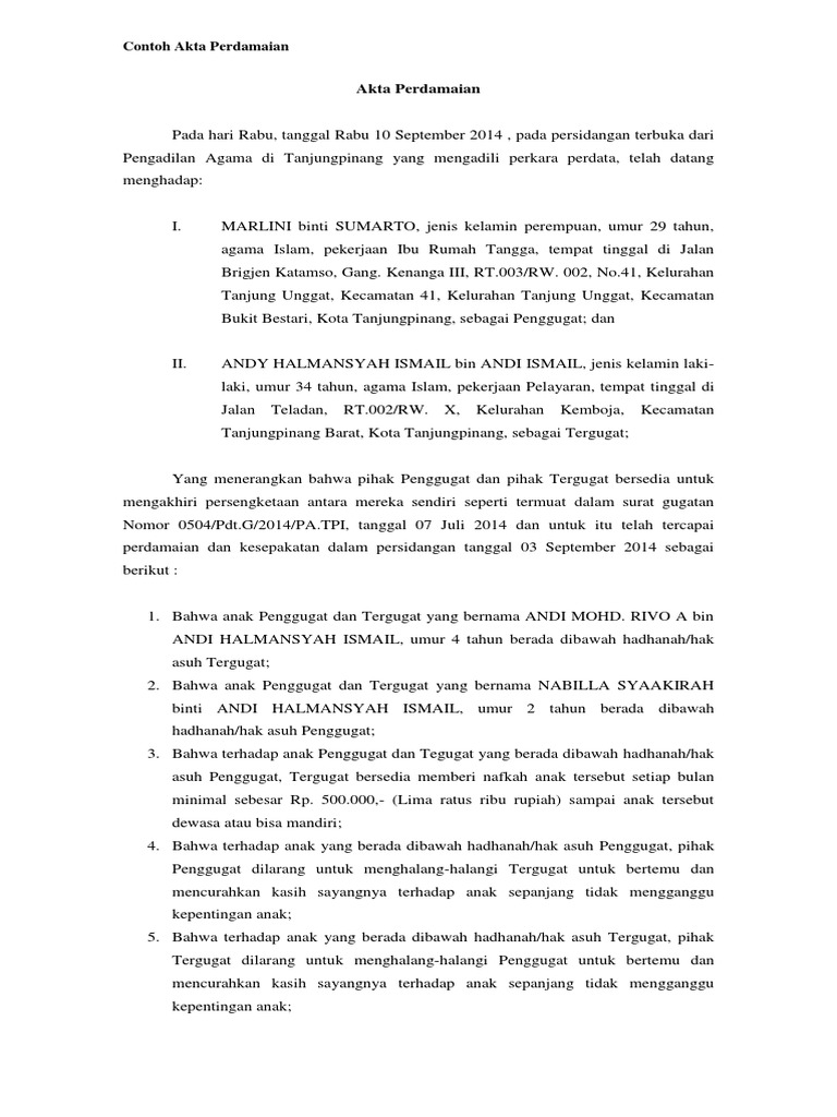 Akta Perdamaian | PDF