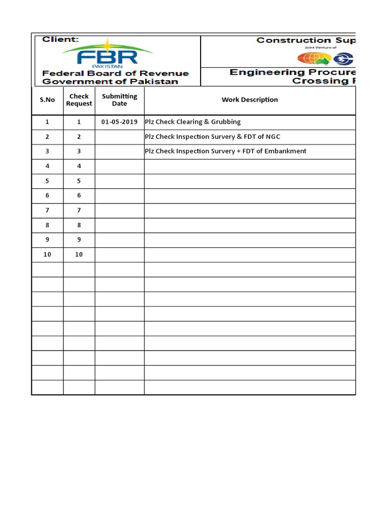 Inspection and Check Requests Log | PDF