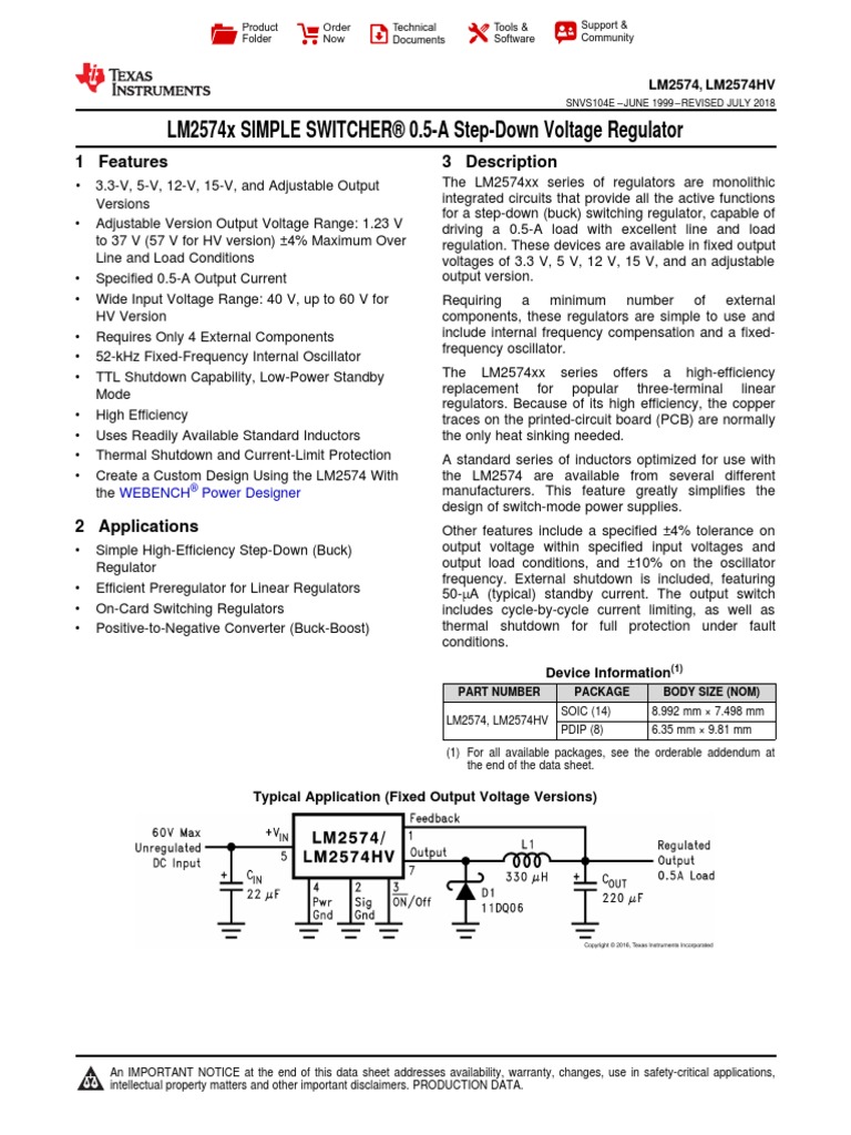 lm2574 PDF | PDF | Capacitor | Power Supply