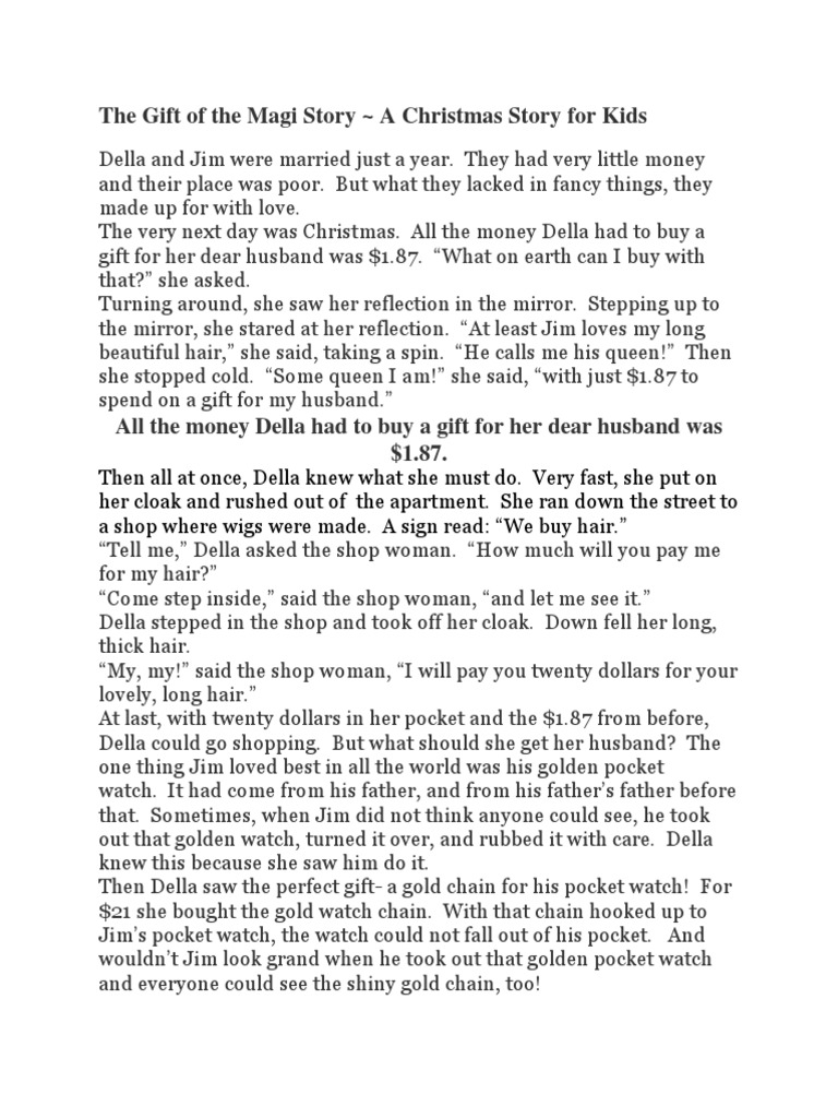 The Gift of The Magi Story A Christmas Story For Kids | PDF