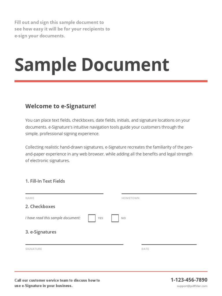 Sample Document: Welcome To E-Signature! | PDF