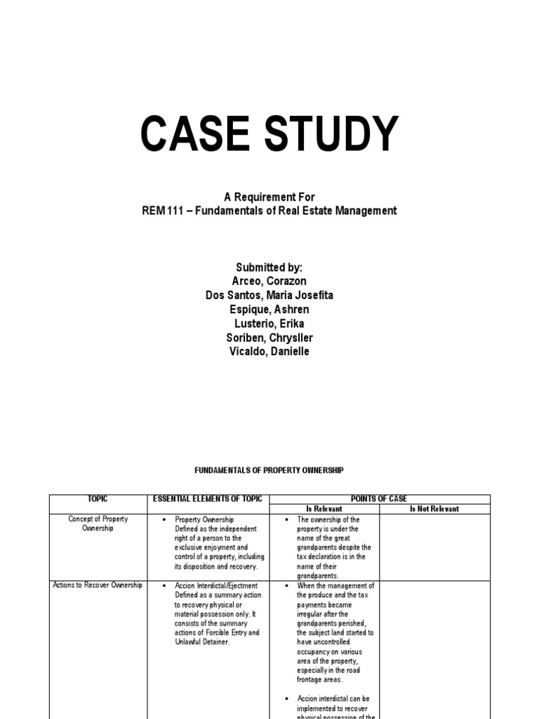 Rem 111 - Case Study - For Submission | PDF | Fee Simple | Lease
