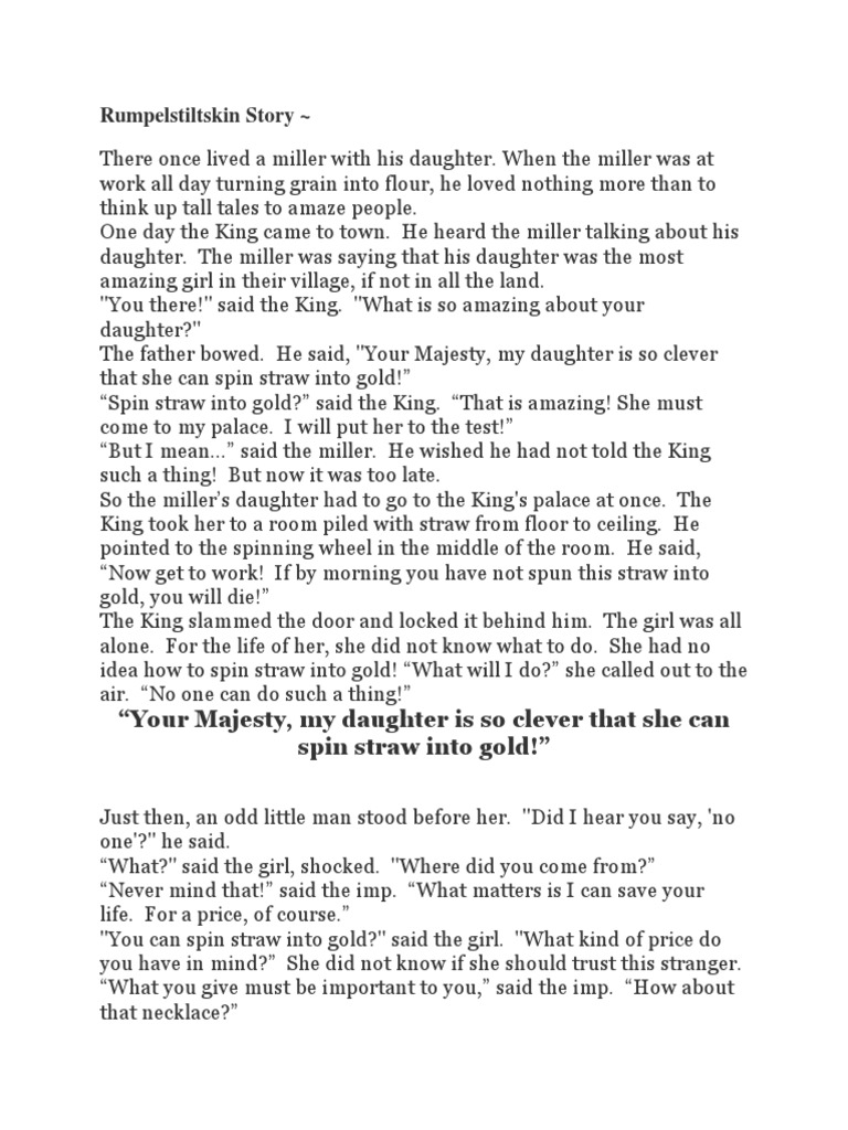 Rumpelstiltskin Story | PDF
