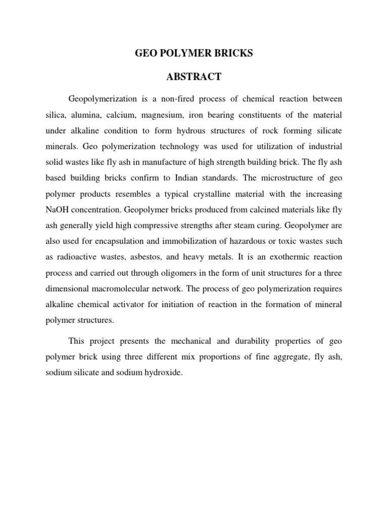 Geopolymer Bricks With Unique Withstanding Strength | PDF | Sodium ...