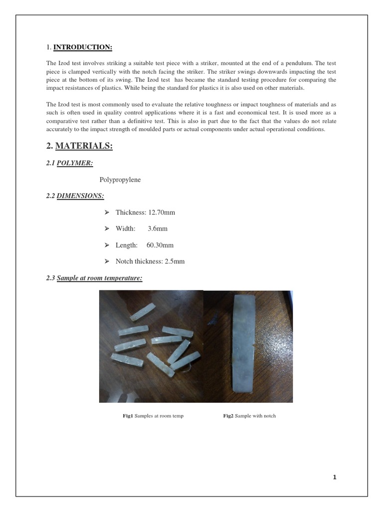 Izod Test Report | PDF | Strength Of Materials | Solid Mechanics