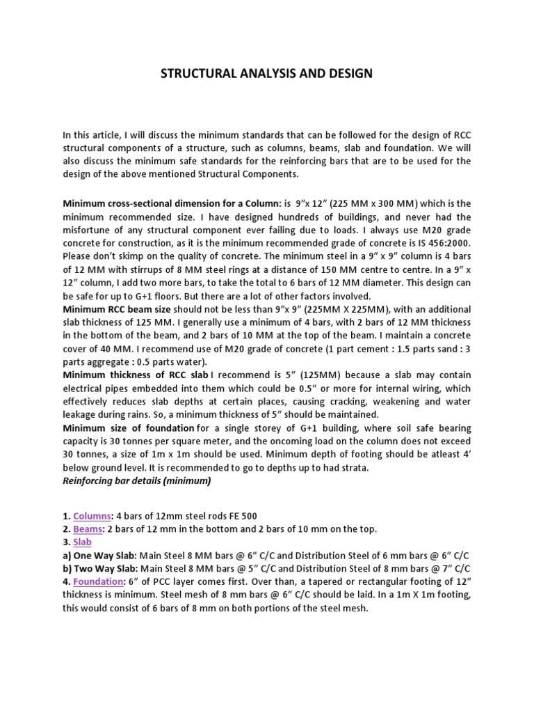 Structural Analysis and Design | PDF | Column | Foundation (Engineering)