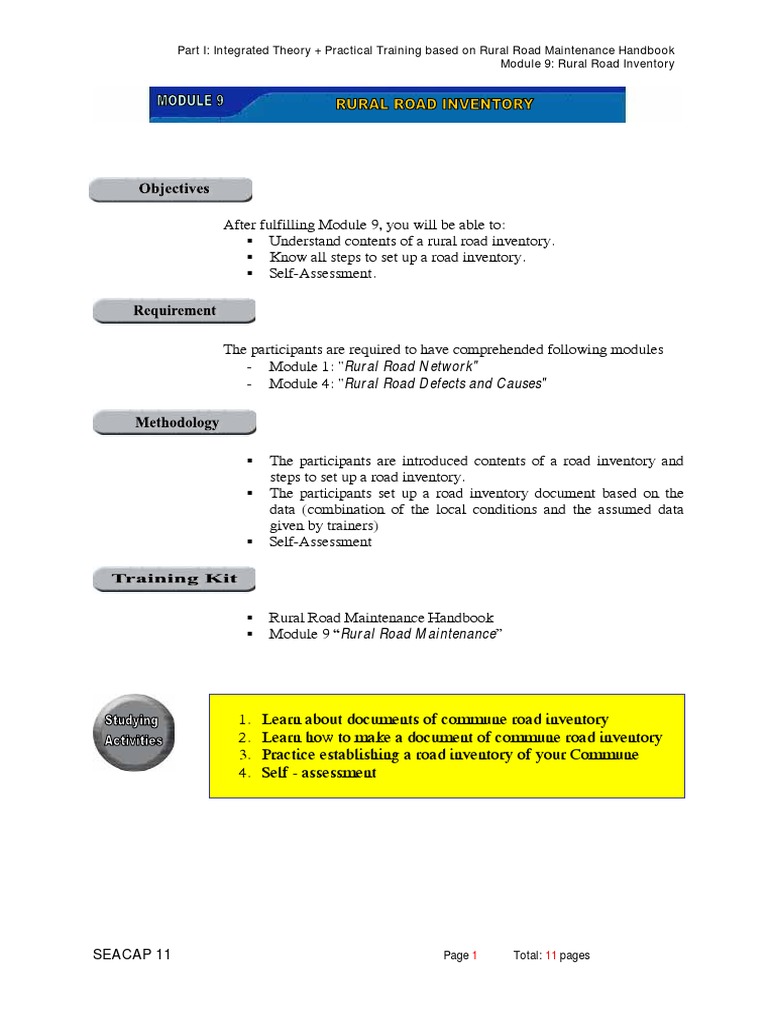 Data Requirements For Road Network Inventory Studies and Road Safty ...