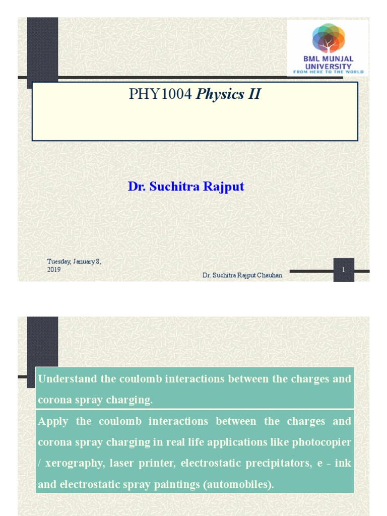 PHY1004 Physics II: Dr. Suchitra Rajput | PDF | Photocopier | Nature