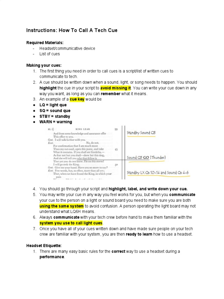 Calling Lighting Cues Effectively | PDF
