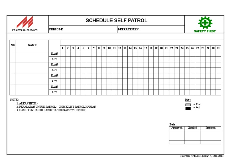 Form Schedule Self Patrol | PDF
