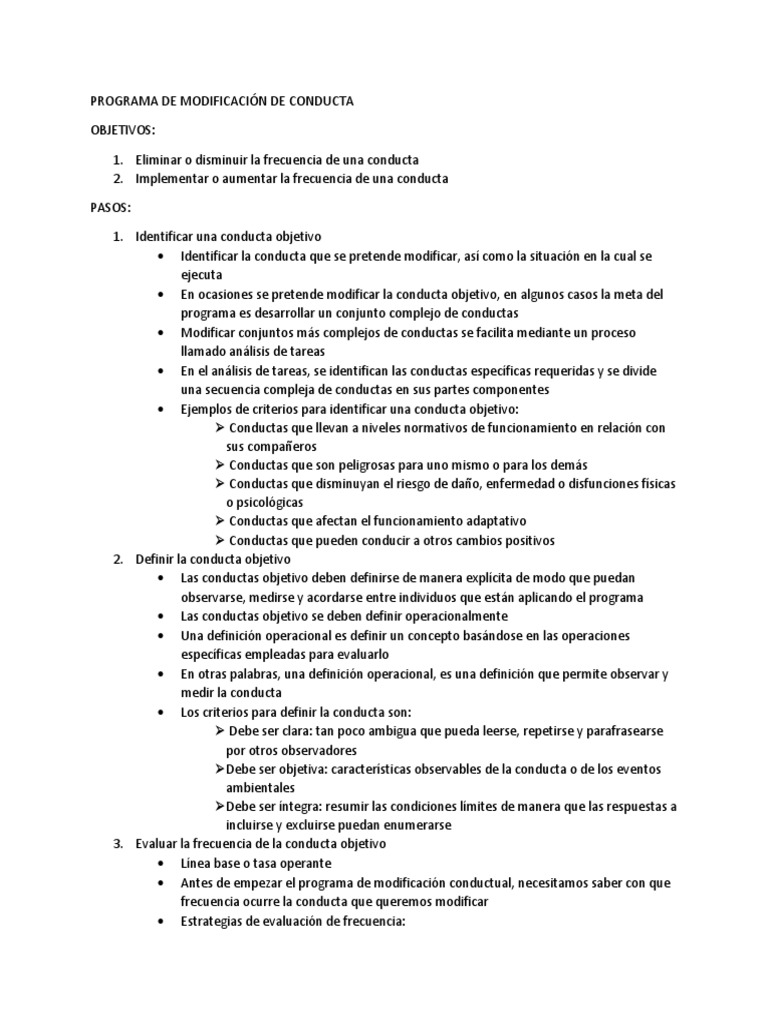 Programa de Modificación de Conducta | PDF | Modificación de ...