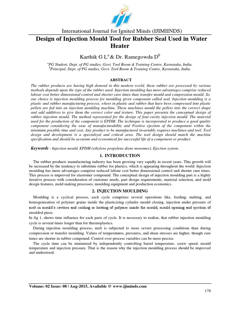 Design of Injection Mould Tool For Rubber Seal Used in Water Heater ...