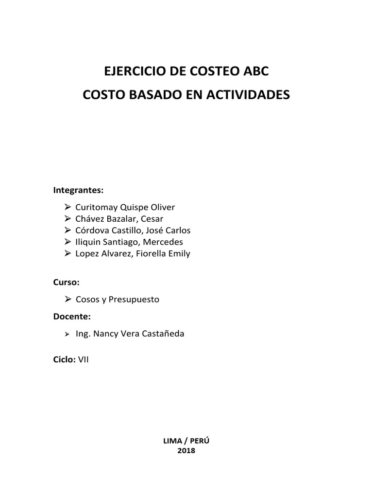 Ejercicio de Costeo ABC | PDF | Business