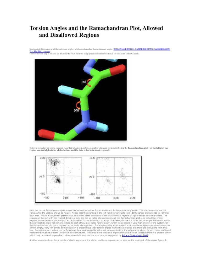 Torsion Angles and The Ramachandran Plot | PDF | Protein Structure | Proteins