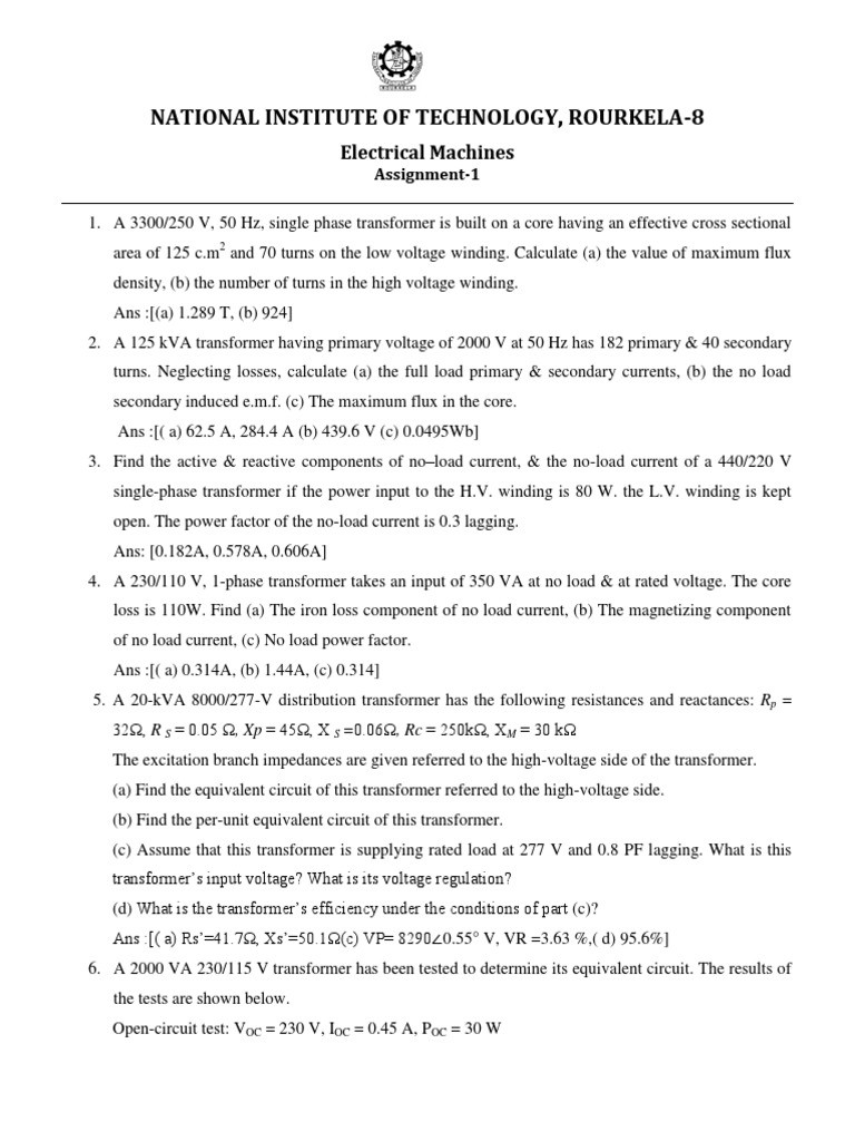 Assignment 1 Transformer | PDF | Transformer | Power Engineering