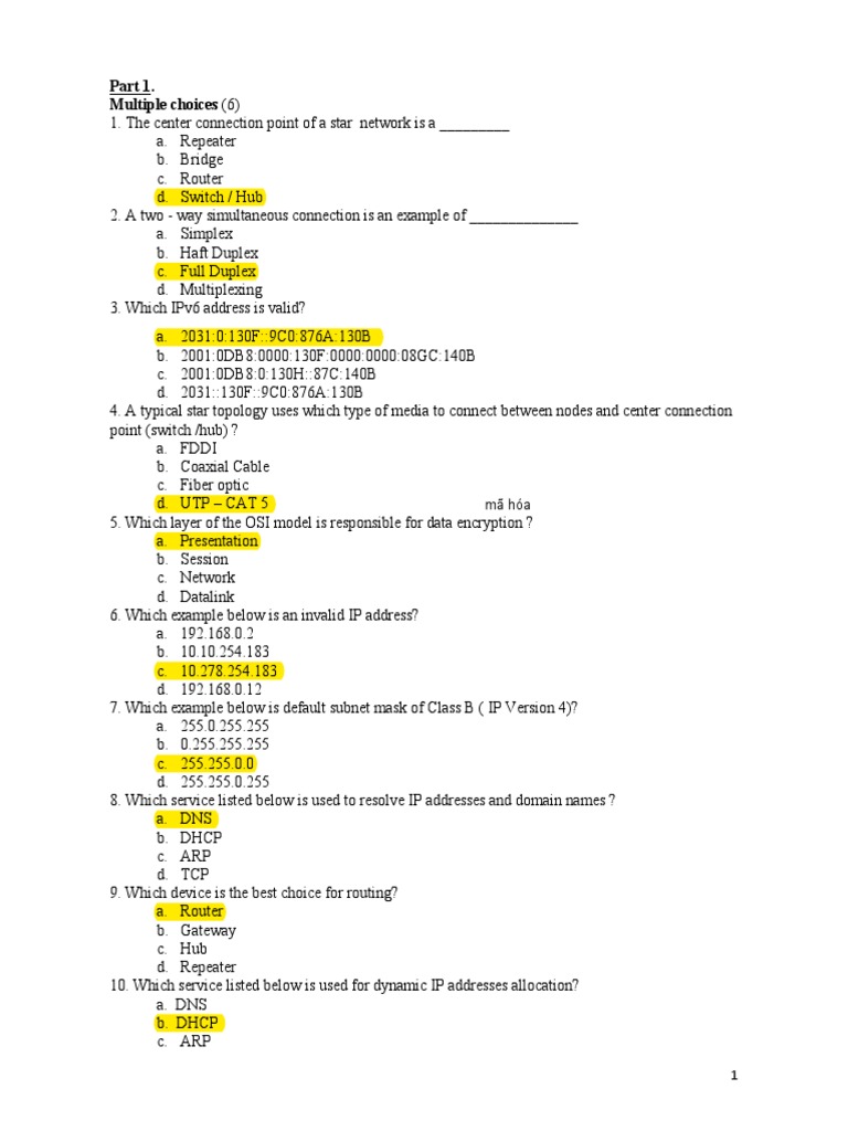 Introduction To Networks - Test 2 | PDF | Internet Protocol Suite ...