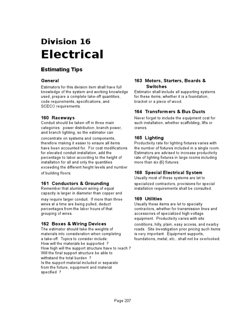 DIV-16 Labor (Electrical) | PDF | Power Engineering | Building Engineering