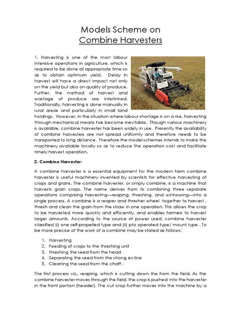 Combine Harvester Scheme Insights | PDF | Agriculture | Economies