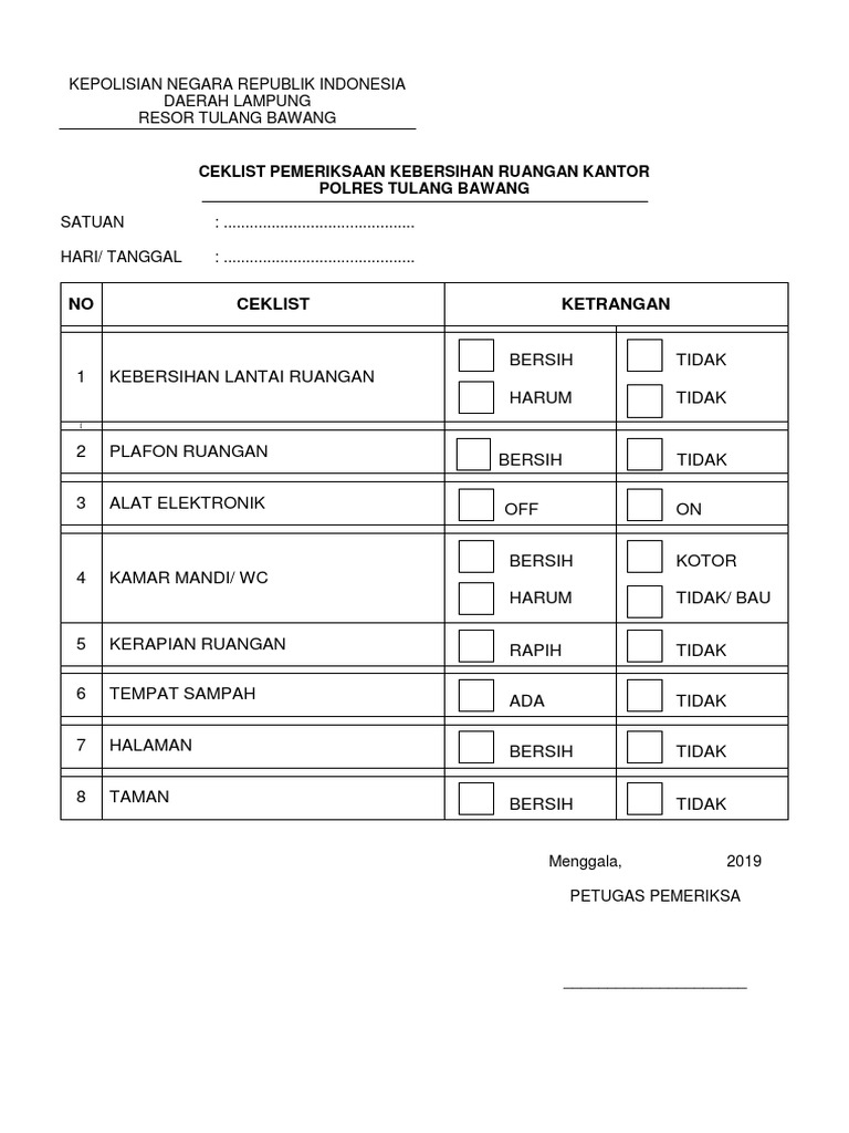 Ceklist Ruangan | PDF
